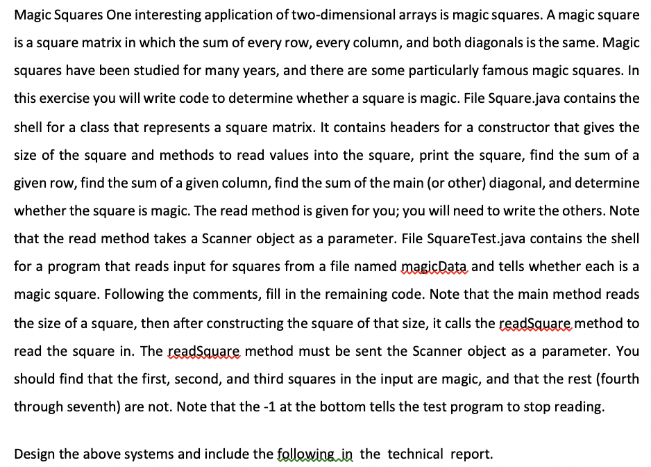 Solved Magic Squares One interesting application of | Chegg.com