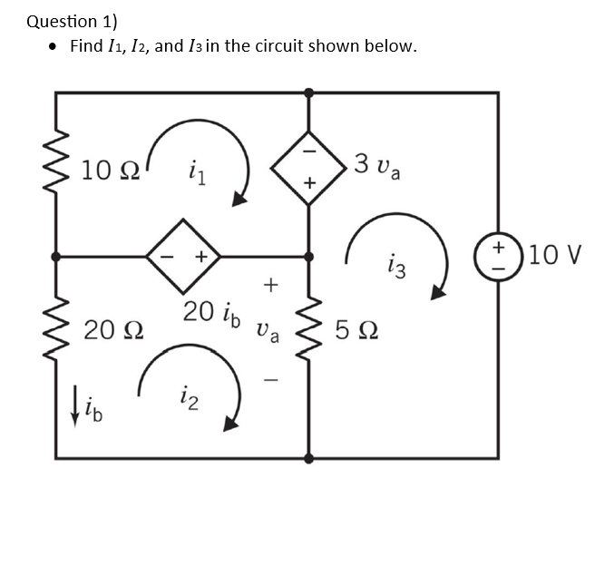 Solved - Find I1,I2, and I3 in the circuit shown | Chegg.com
