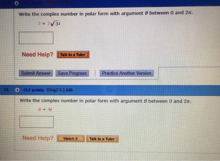 Solved Write the complex number in polar form with | Chegg.com