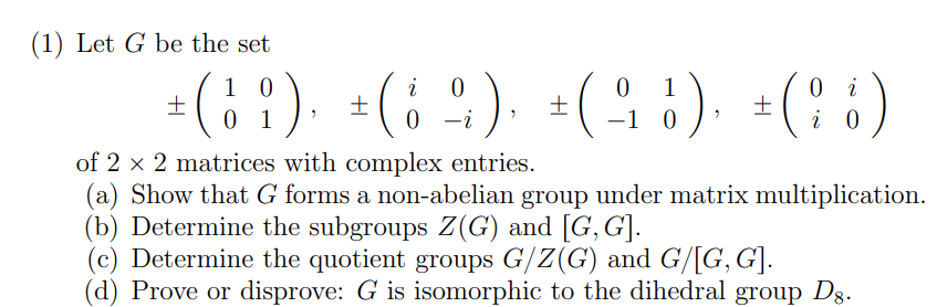 Solved +(69), +(• -:). +(-46). +(: :) i) ; ) (1) Let G be | Chegg.com