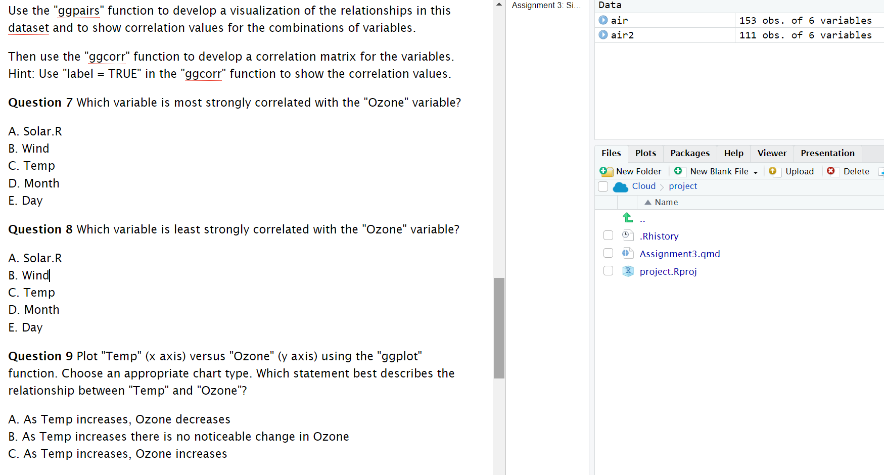 Solved use the ggcor function to develop a visualization of | Chegg.com