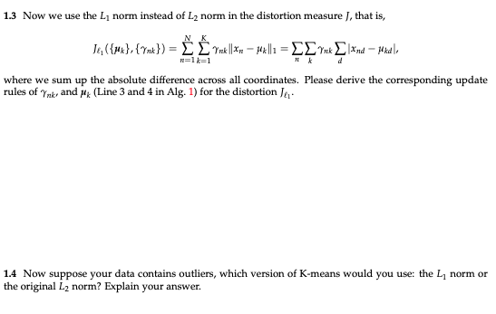 Problem 1 K-means clustering Recall the K-means | Chegg.com