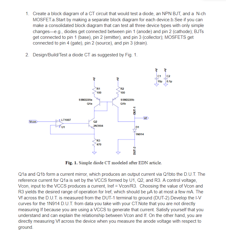 Solved 1. Create a block diagram of a CT circuit that would | Chegg.com