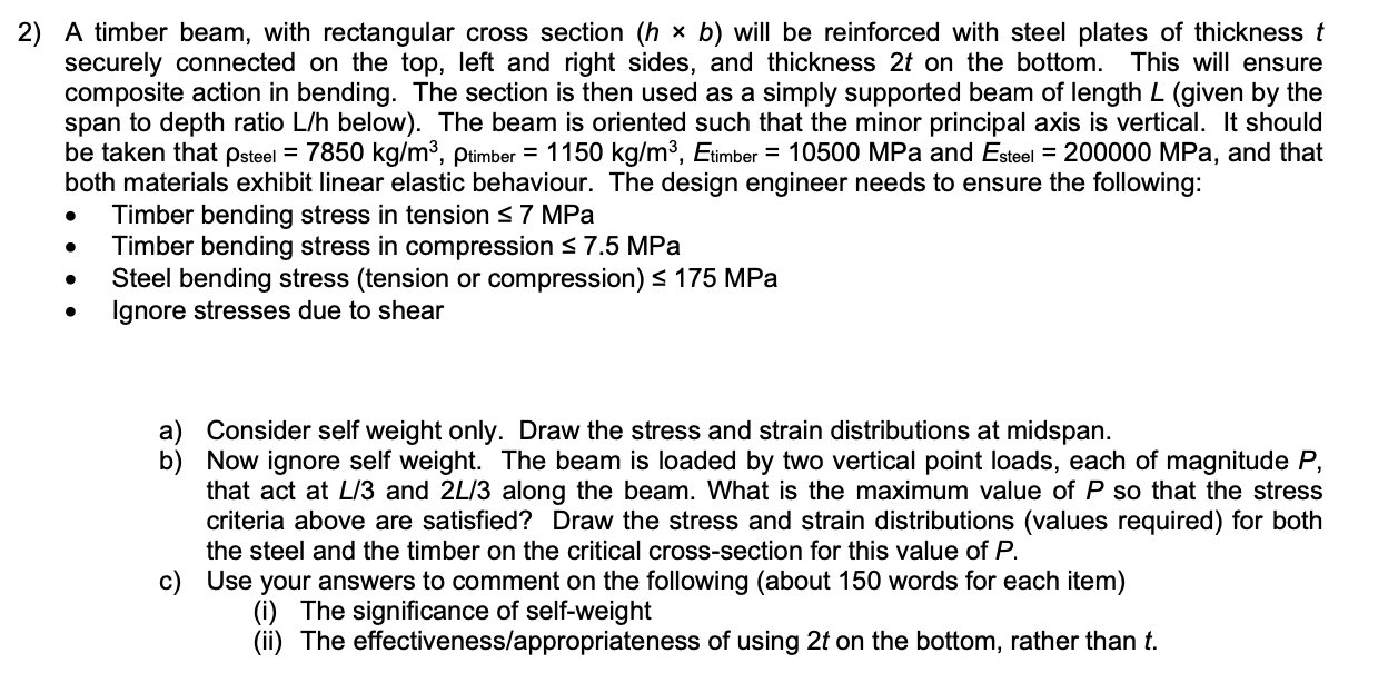 Solved h = 325mm b = 225mm t = 6mm L/h = 14.5 | Chegg.com