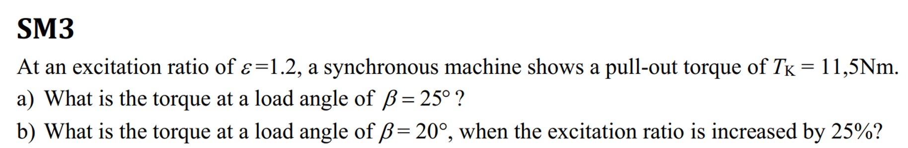 Solved SM3At an excitation ratio of ε=1.2, ﻿a synchronous | Chegg.com