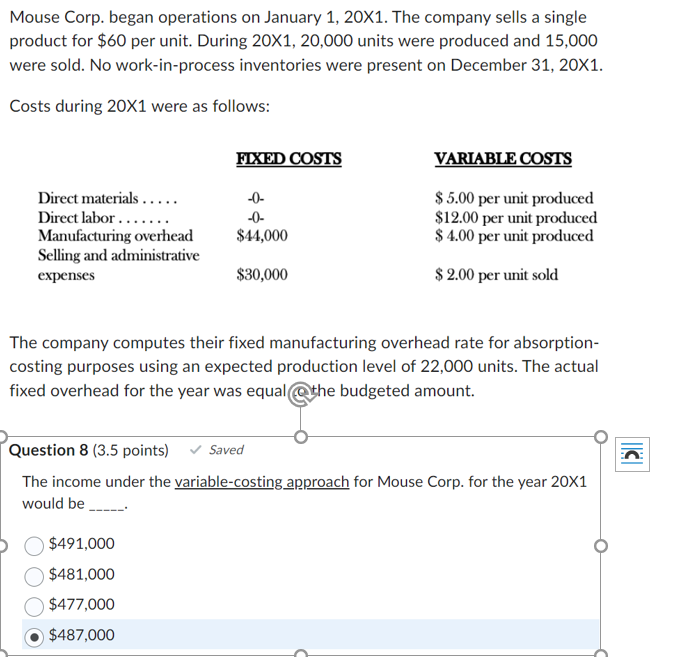Mouse Corp. began operations on January 1,20X1. The | Chegg.com