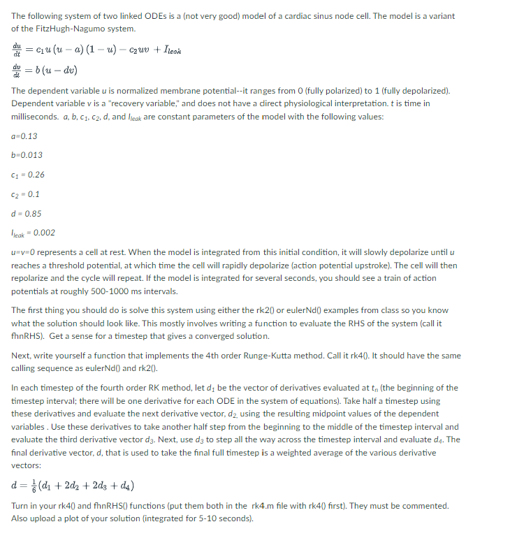 Solved The following system of two linked ODEs is a (not | Chegg.com