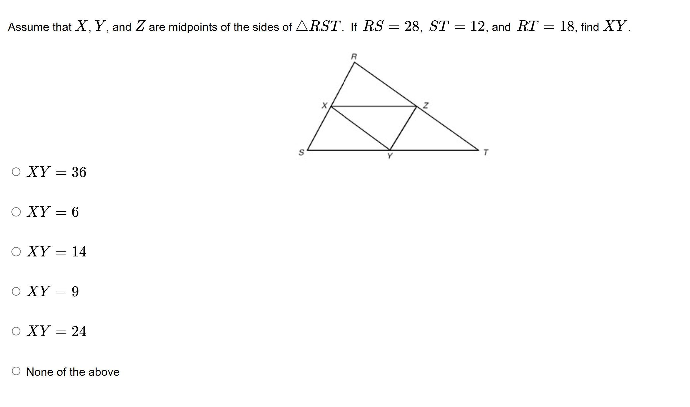Solved Assume that X, Y, ﻿and Z ﻿are midpoints of ﻿the sides | Chegg.com