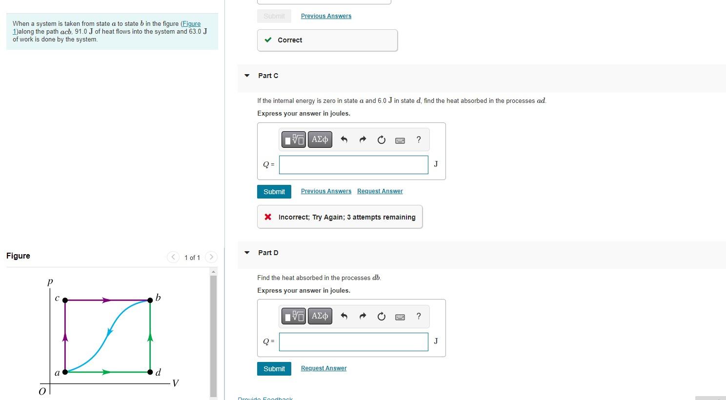 Solved When a system is taken from state a to state b in the | Chegg.com