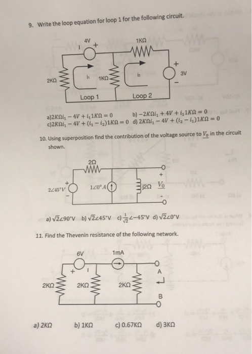 Solved 9. Write the loop equation for loop 1 for the | Chegg.com