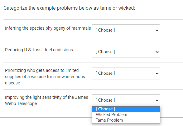 Solved Categorize the example problems below as tame or | Chegg.com
