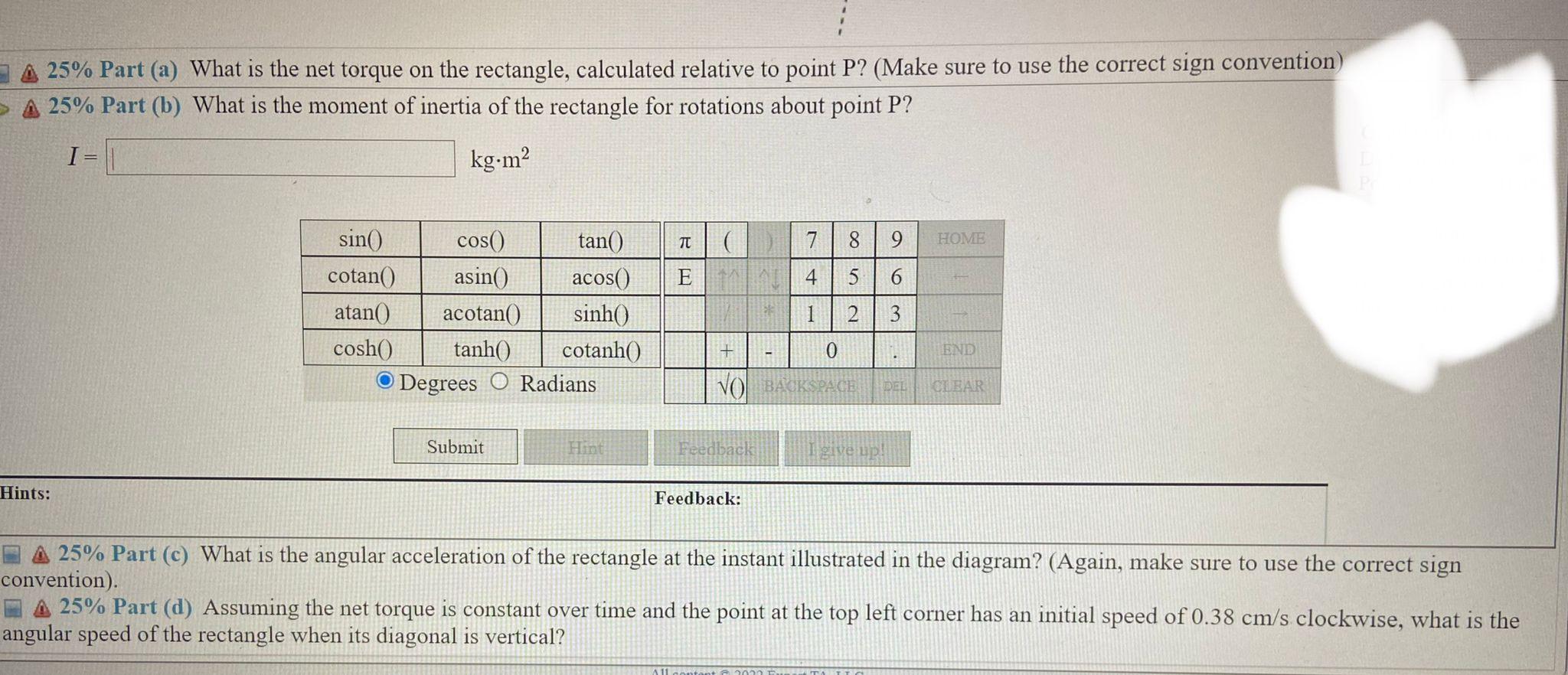 Solved TR (33%) Problem 2: A rectangle is suspended from | Chegg.com