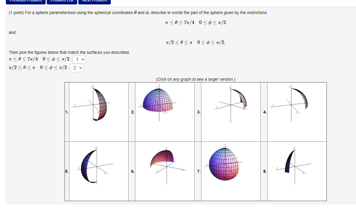 Solved (1 point) For a sphere parameterized using the | Chegg.com