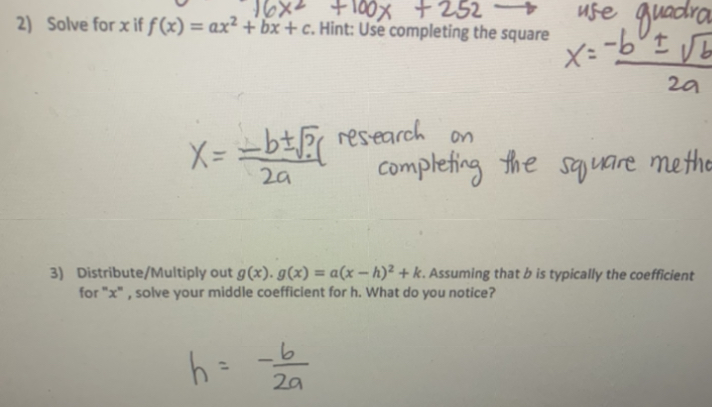 Solved Solve for x if f(x)=ax^(2)+bx+c. Hint: Use completing | Chegg.com
