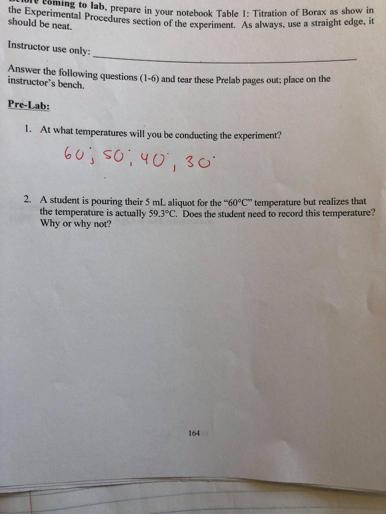 Solved lor coming to lab the Experimental Procedures section | Chegg.com
