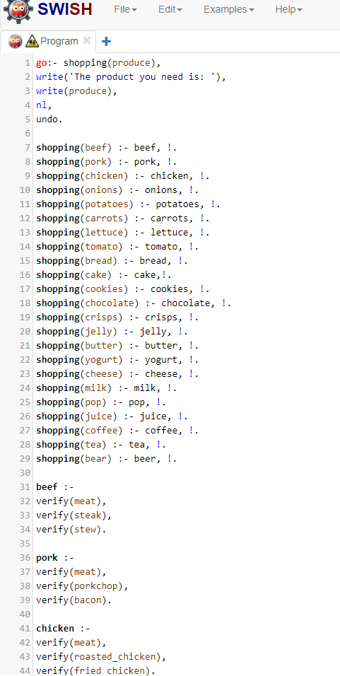 While Using The Swi Prolog And Swish The Go In