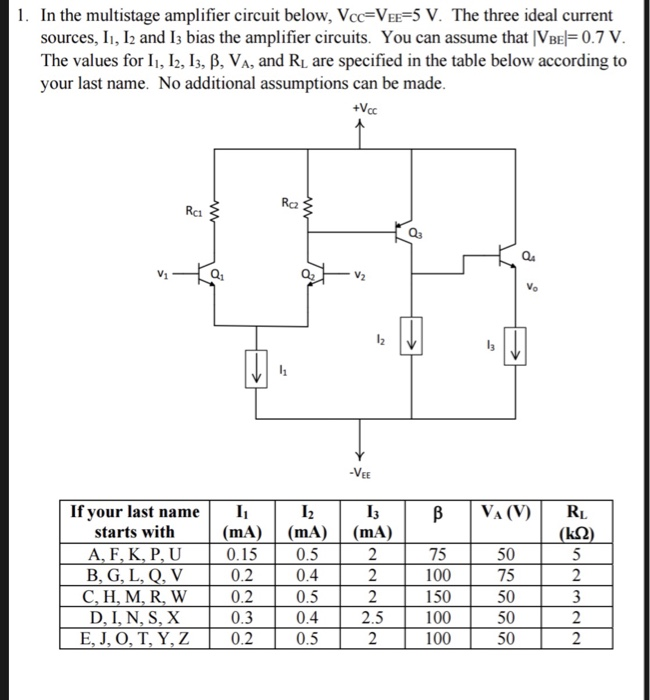 Solved . In the multistage amplifier circuit below, Vcc | Chegg.com