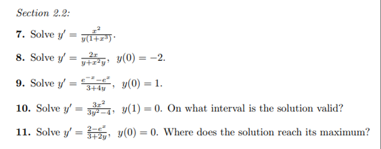 Solved Section 2.2:Solve y'=x2y(1+x3).Solve | Chegg.com