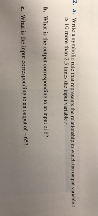 Solved 2 A Write A Symbolic Rule That Represents The Chegg