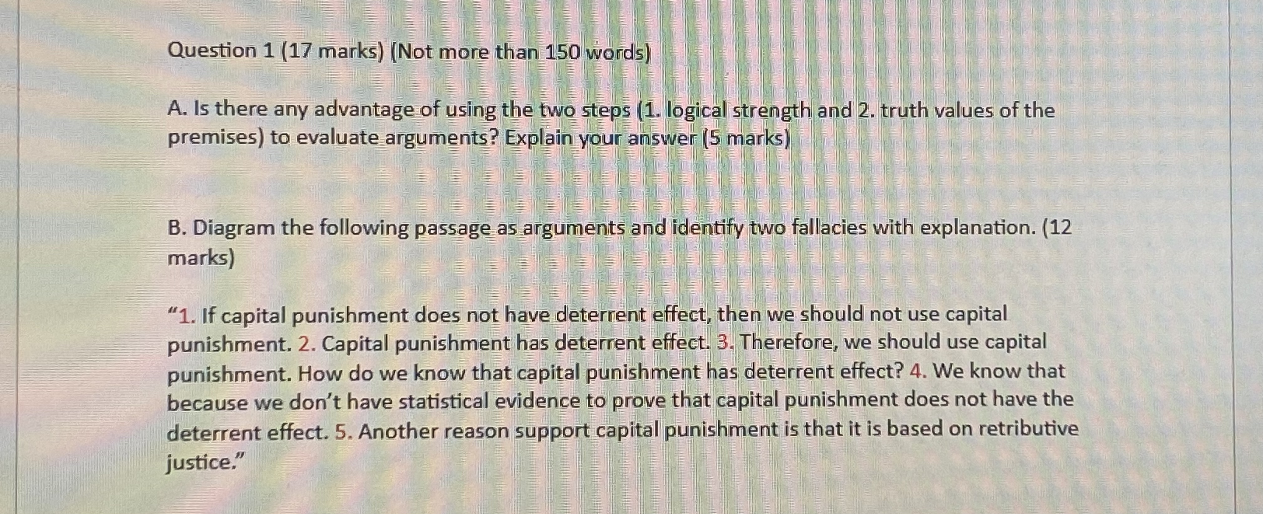 Solved Question 1 (17 ﻿marks) (Not more than 150 ﻿words)A. | Chegg.com