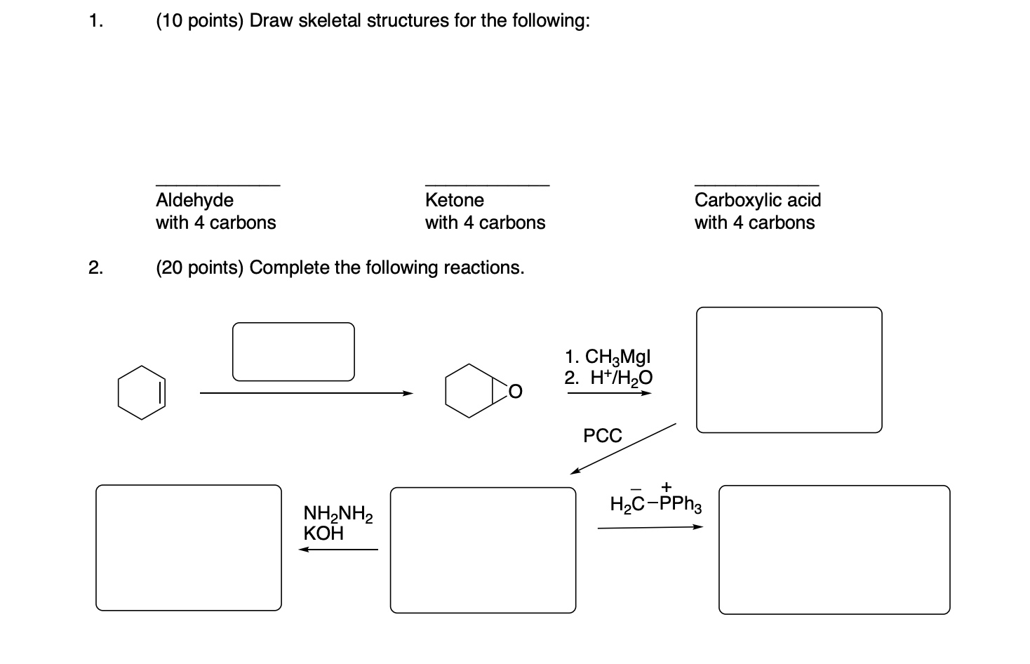 Solved 1. (10 points) Draw skeletal structures for the | Chegg.com