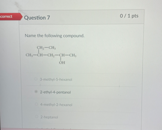 Solved Name the following compound. 3-methyl-5-hexanol | Chegg.com