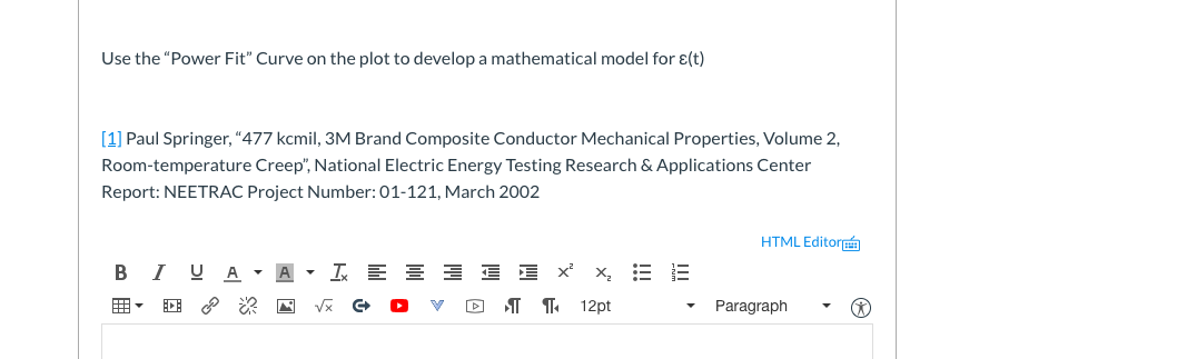 Use the "Power Fit" Curve on the plot to develop a | Chegg.com