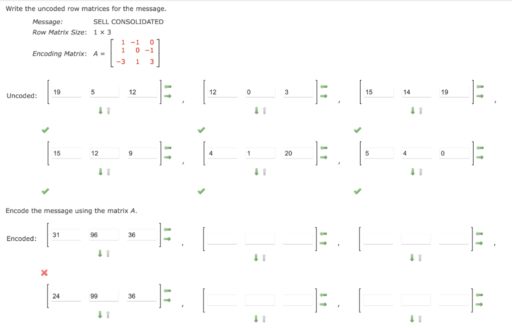 Solved Write the uncoded row matrices for the message. | Chegg.com