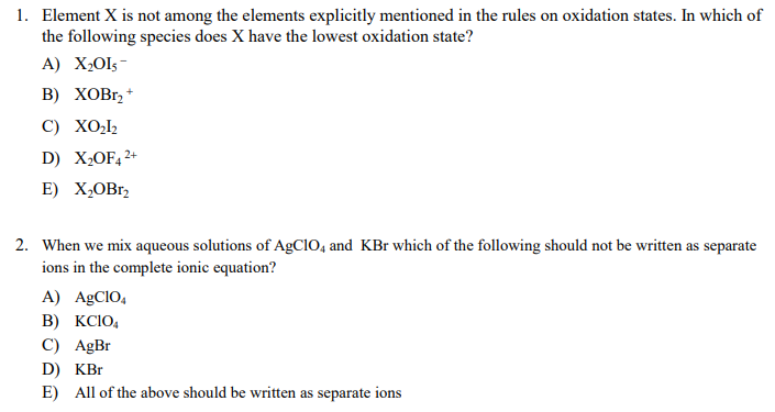 Solved 1. Element X is not among the elements explicitly | Chegg.com