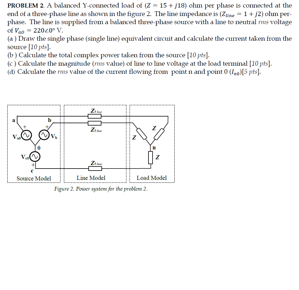 Solved PROBLEM 2. A balanced Y-connected load of (Z = 15 + | Chegg.com