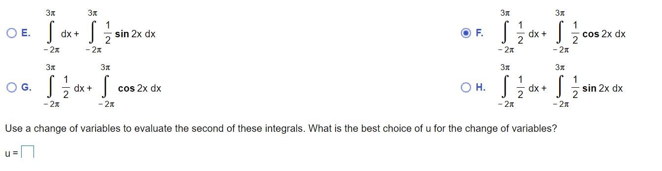 Solved Evaluate the following integral. Зл cos 2x dx -21 | Chegg.com