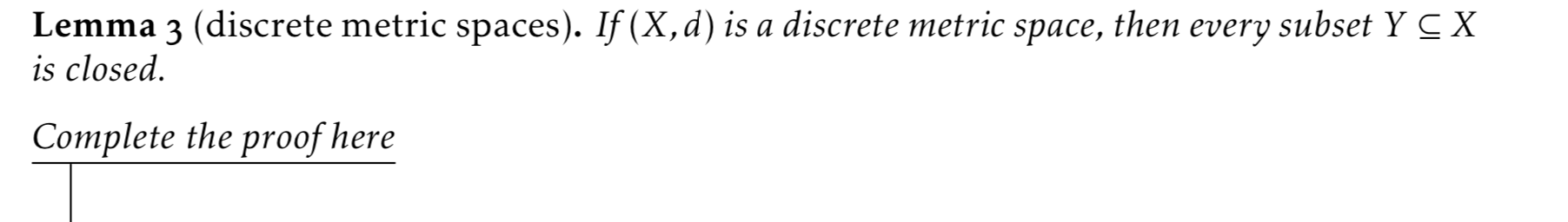 Solved Definition 1 (closed set). A subset G C X of a metric | Chegg.com