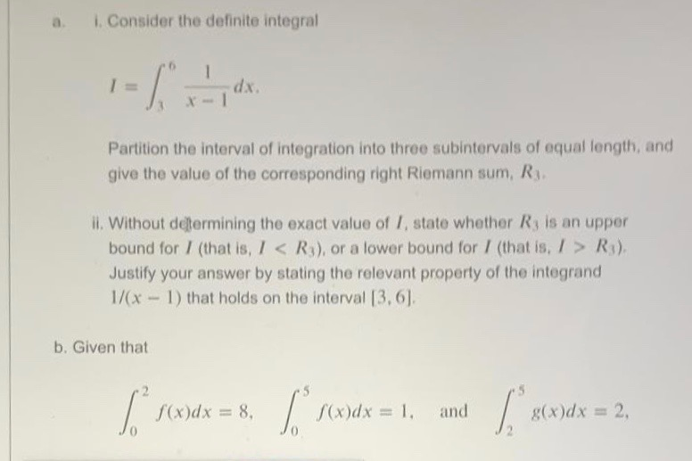 Solved a 1. Consider the definite integral dx. Partition the | Chegg.com