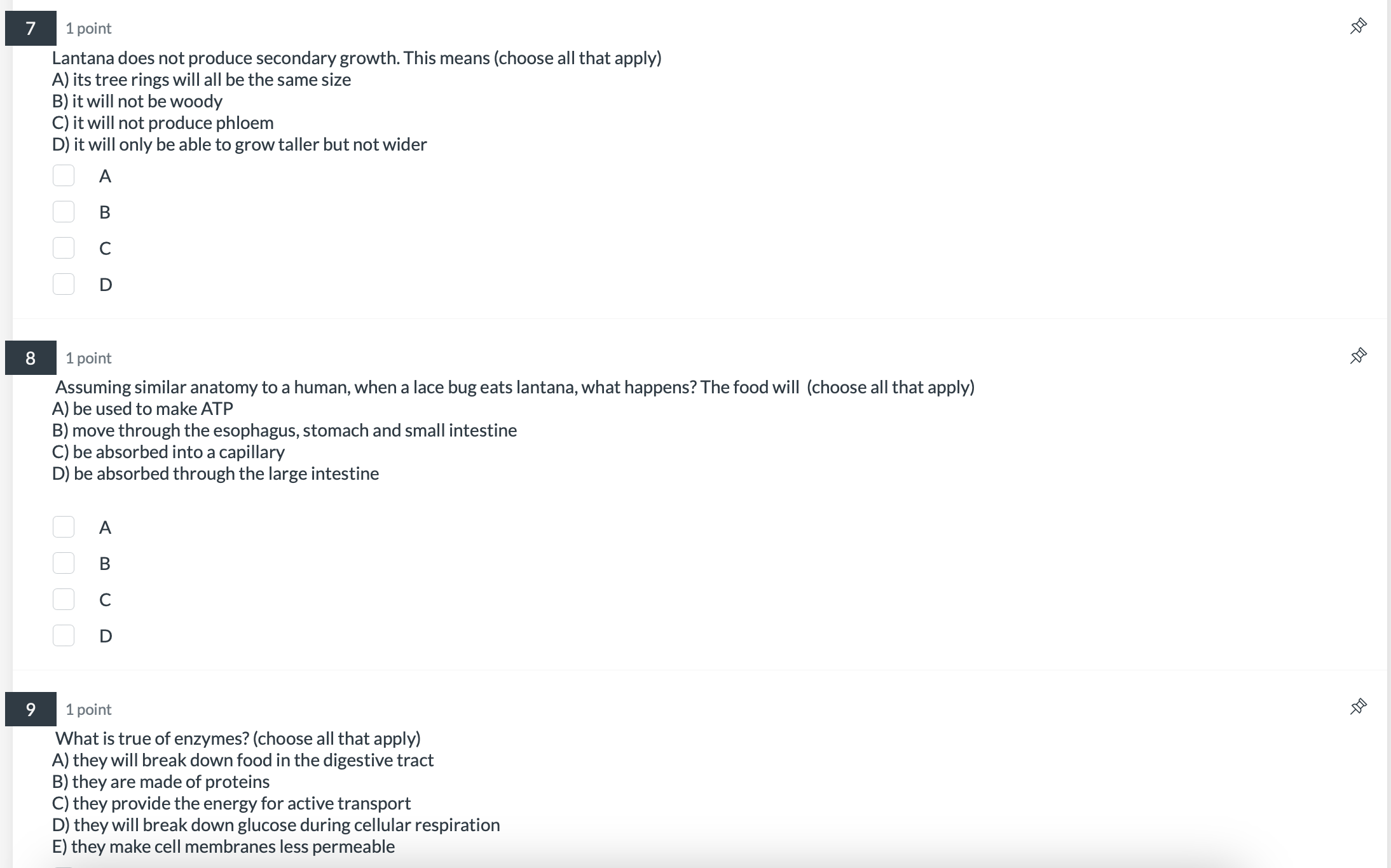 Solved 1 point Lantana does not produce secondary growth. | Chegg.com