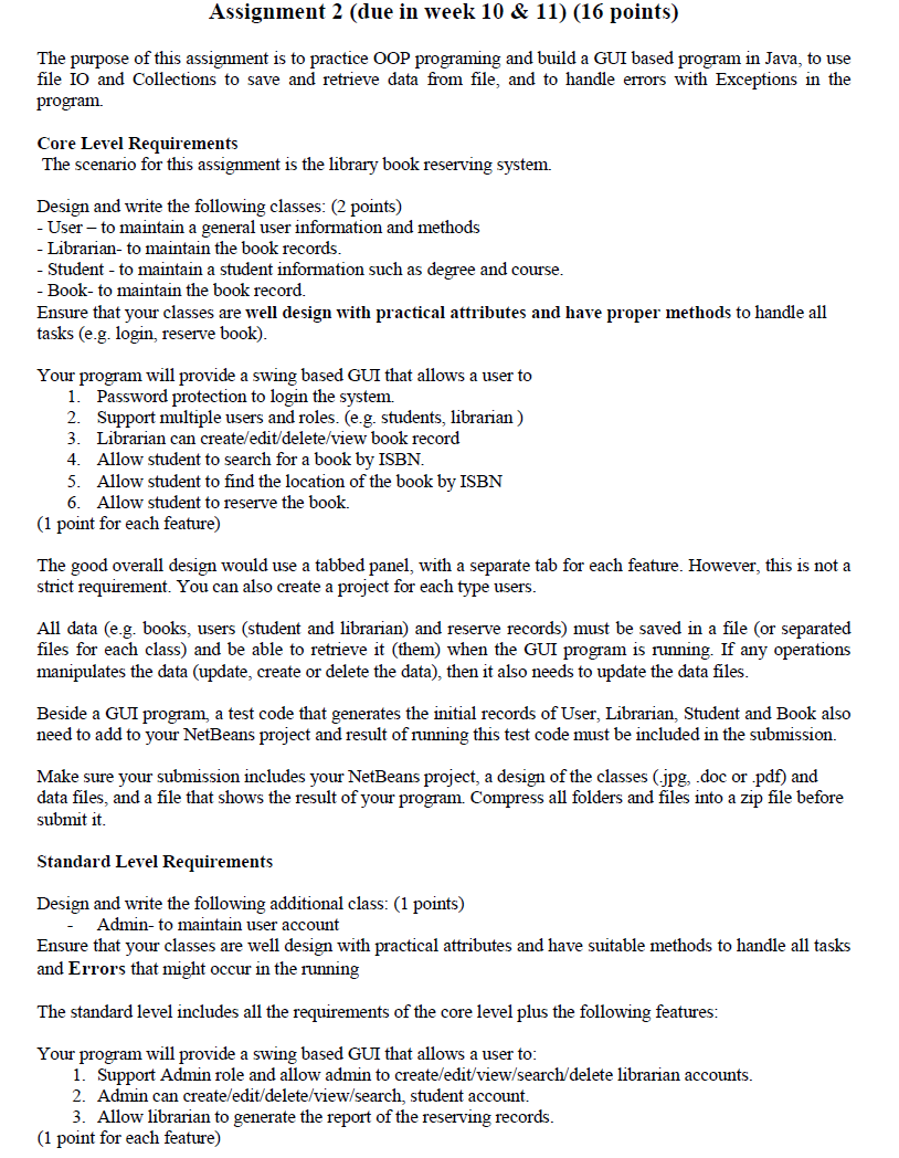 java assignments on collections