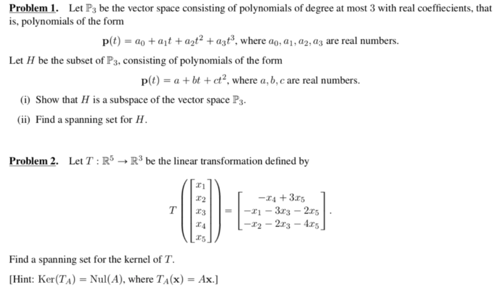 Solved Problem 1. Let P3 be the vector space consisting of | Chegg.com