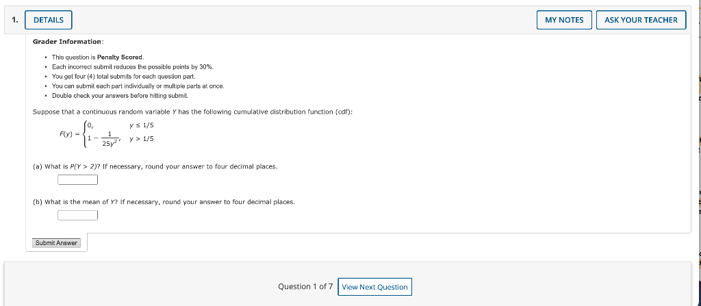 Solved 1. DETAILS MY NOTES ASK YOUR TEACHER Grader | Chegg.com