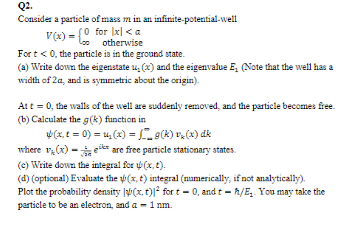 Solved Consider a particle of mass m in an | Chegg.com