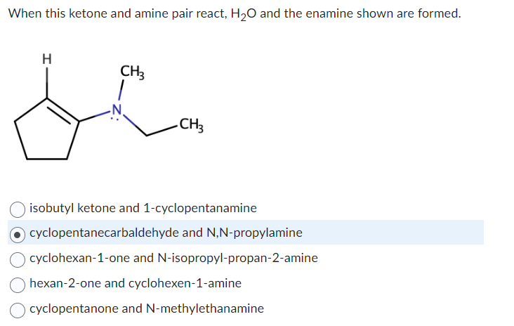 Solved When this ketone and amine pair react, H2O and the | Chegg.com