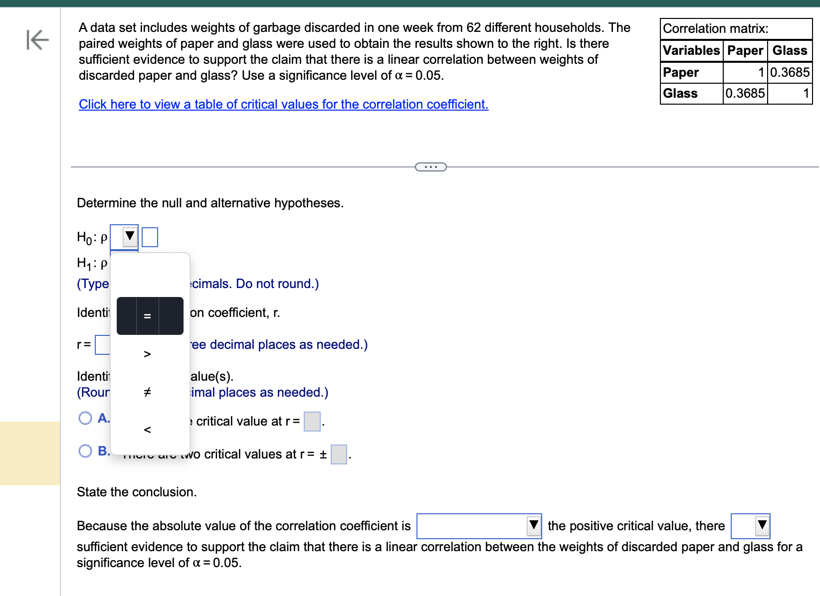 Solved Q14 STATE THE CONCLUSIONSDROP DOWN OPTION 1: Less | Chegg.com