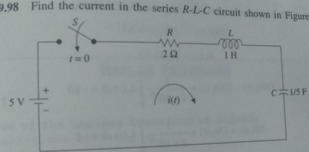 Solved 0.98 Find the current in the series R-L-C circuit | Chegg.com