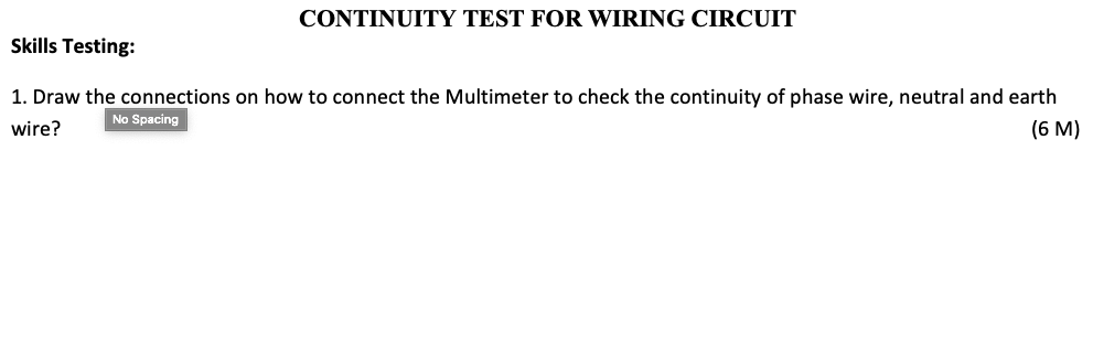 Solved CONTINUITY TEST FOR WIRING CIRCUIT Skills Testing: 1. | Chegg.com