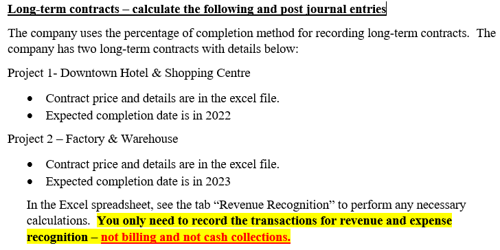 Long-term contracts – calculate the following and | Chegg.com