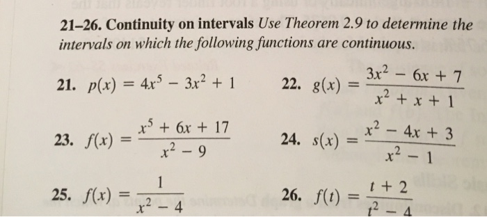 Solved 21-26. Continuity on intervals Use Theorem 2.9 to | Chegg.com