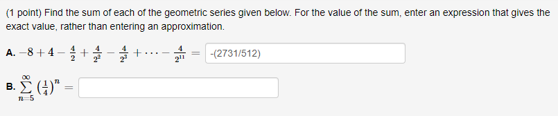 Solved Find the sum of each of the geometric series given | Chegg.com
