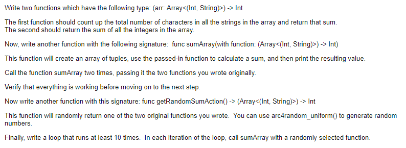 Solved Write two functions which have the following type: | Chegg.com