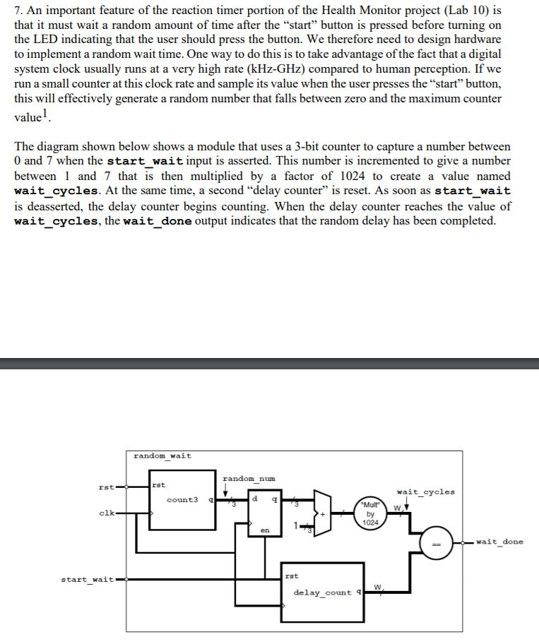 7. An important feature of the reaction timer portion | Chegg.com