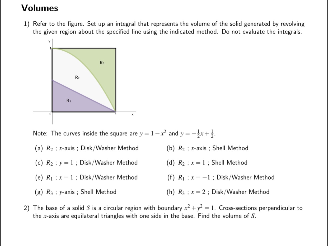 Solved 1) Refer to the figure. Set up an integral that | Chegg.com
