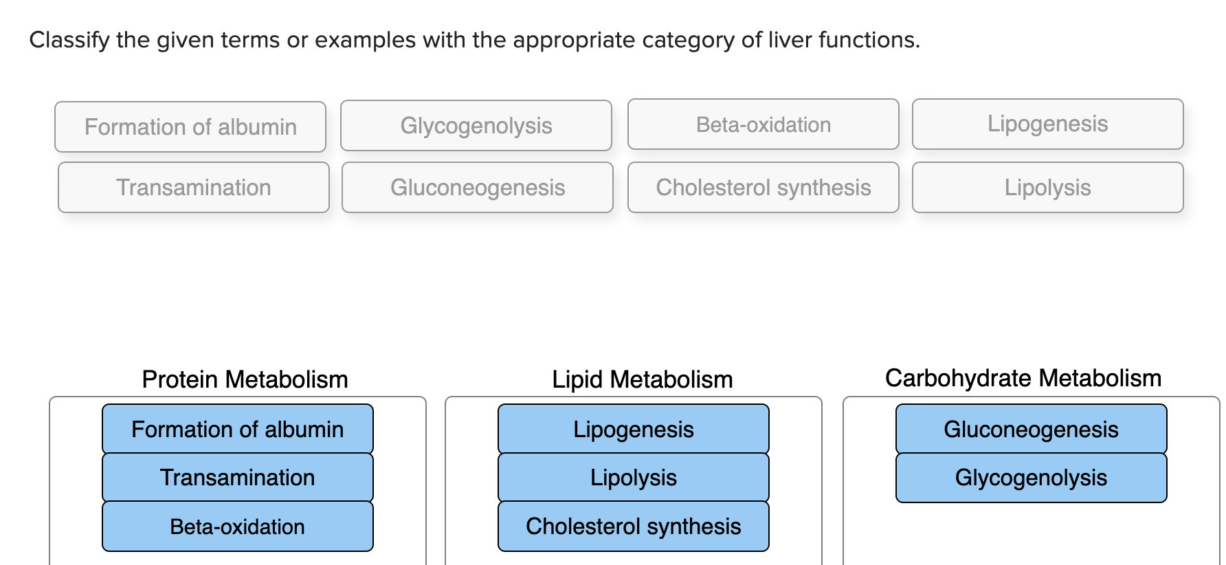Solved Classify the given terms or examples with the | Chegg.com