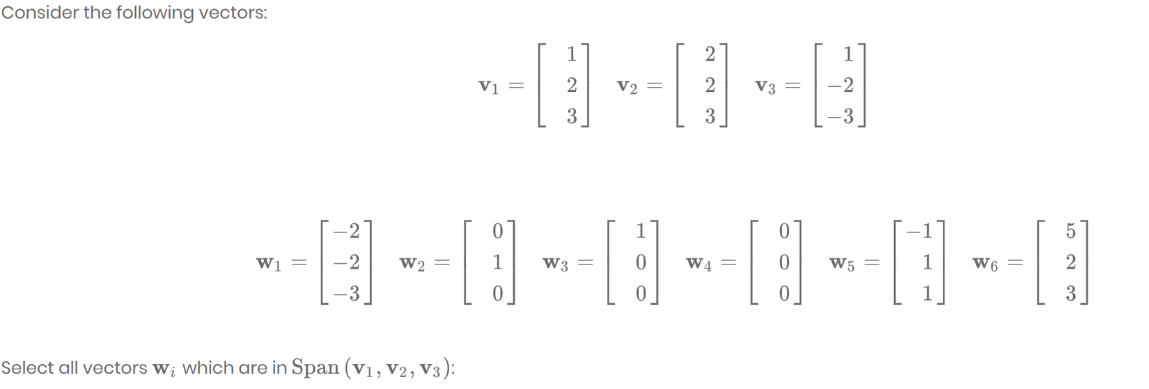 Solved Consider the following vectors: Vi = V2 = V3 = N 1] | Chegg.com